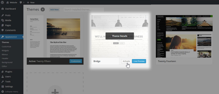 Bridge Documentation and Tutorials | 2.3 Installing the Bridge theme